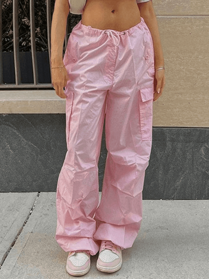 2023 Drawstring Y2k Baggy Cargo Pants Pink M In Cargo Pants Online
