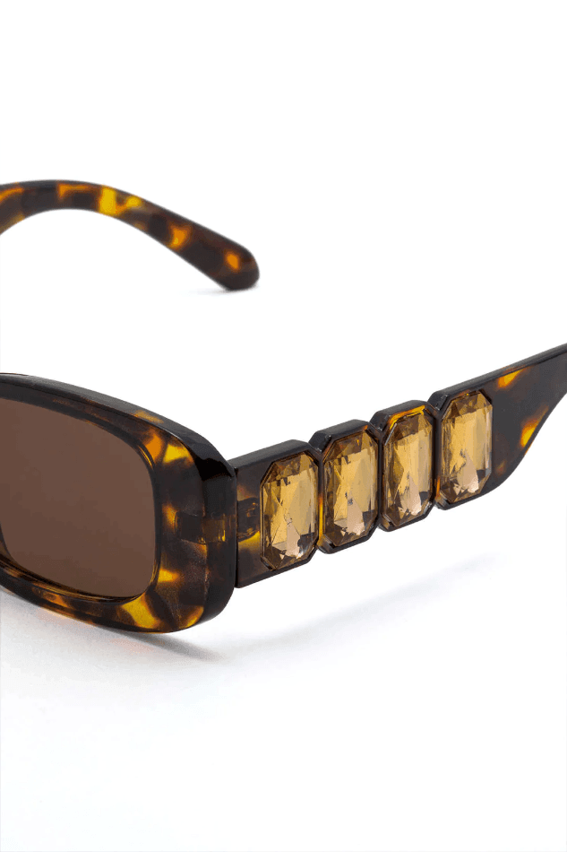 2024 Rectangular Tortoise Shell Sunglasses Brown One Size In Sunglasses