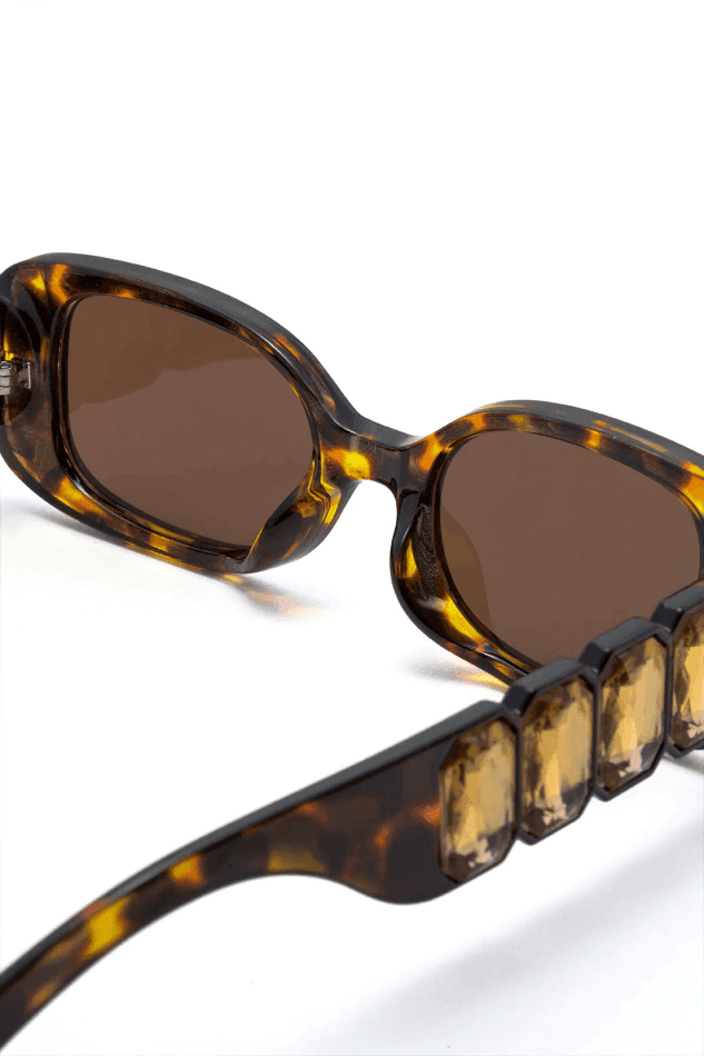 2024 Rectangular Tortoise Shell Sunglasses Brown One Size In Sunglasses